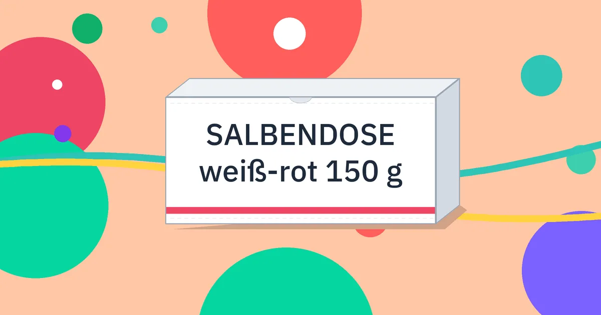 Symbolbild: Packung mit der Aufschrift SALBENDOSE weiß-rot 150 g (PZN 18187884) – Verfügbarkeit und Bezug in Apotheken in Frankfurt am Main