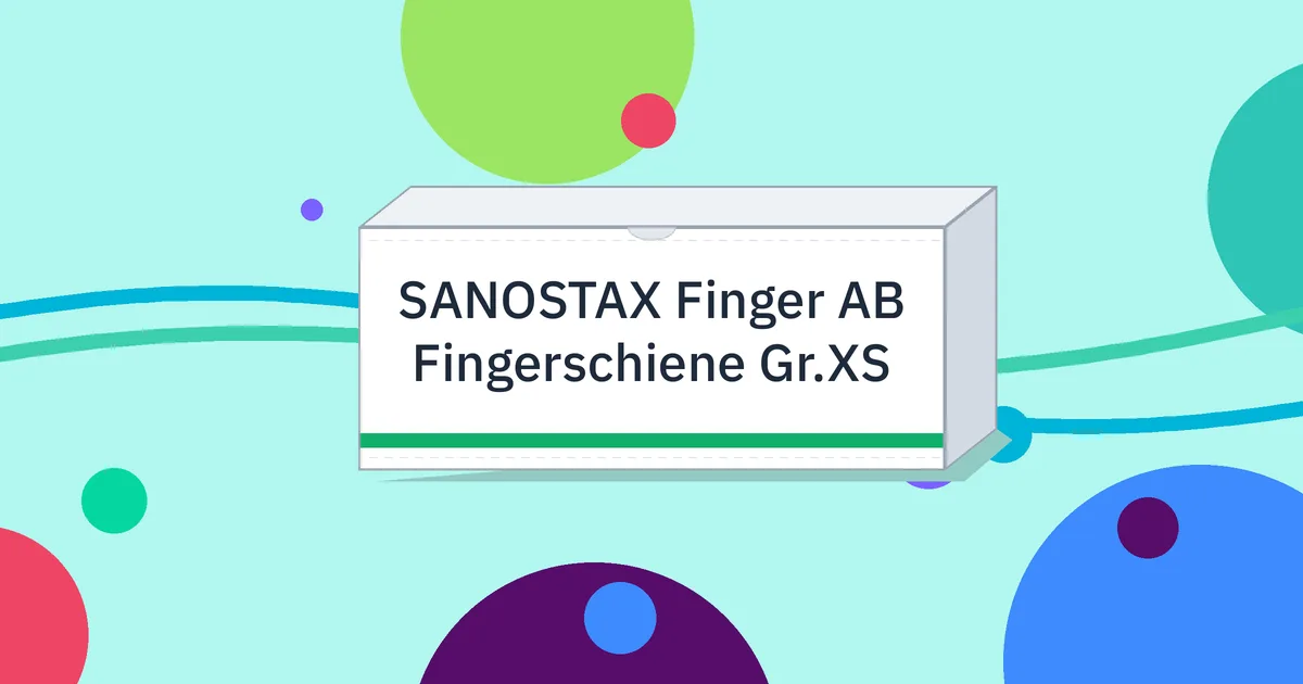 Symbolbild: Packung mit der Aufschrift SANOSTAX Finger AB Fingerschiene Gr.XS (PZN 10268933) – Verfügbarkeit und Bezug in Apotheken in Frankfurt am Main