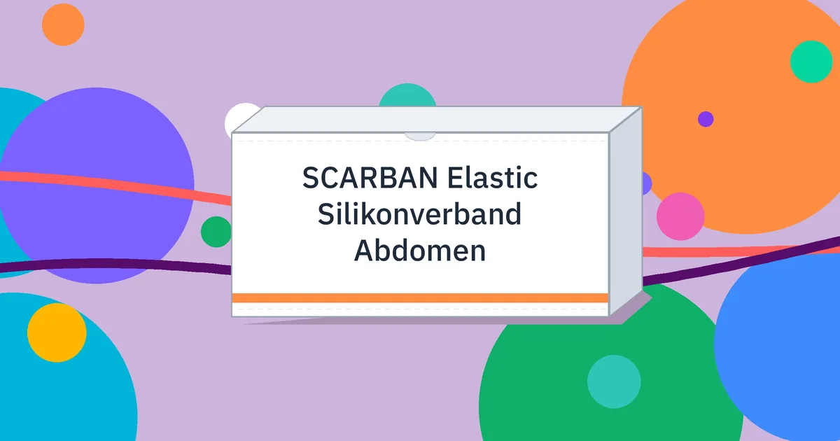 Symbolbild: Packung mit der Aufschrift SCARBAN Elastic Silikonverband Abdomen (PZN 04740538) – Verfügbarkeit und Bezug in Apotheken in Frankfurt am Main