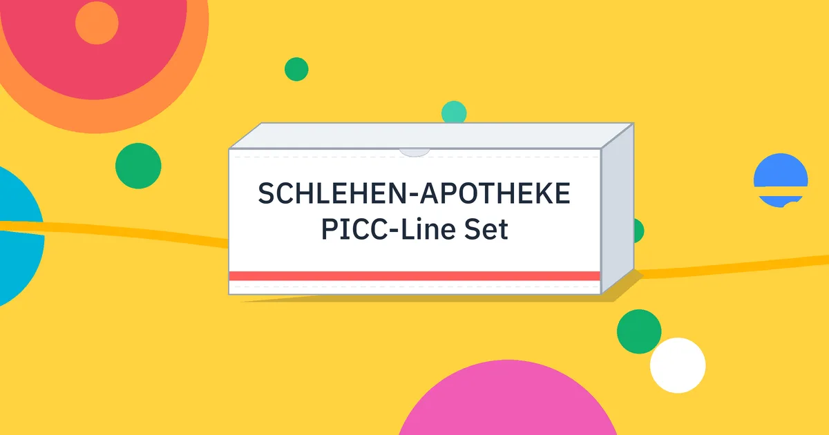 Symbolbild: Packung mit der Aufschrift SCHLEHEN-APOTHEKE PICC-Line Set (PZN 19289061) – Verfügbarkeit und Bezug in Apotheken in Frankfurt am Main