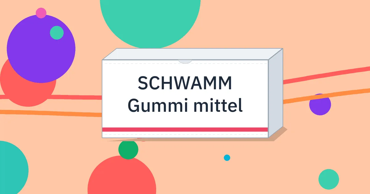 Symbolbild: Packung mit der Aufschrift SCHWAMM Gummi mittel (PZN 01741069) – Verfügbarkeit und Bezug in Apotheken in Frankfurt am Main