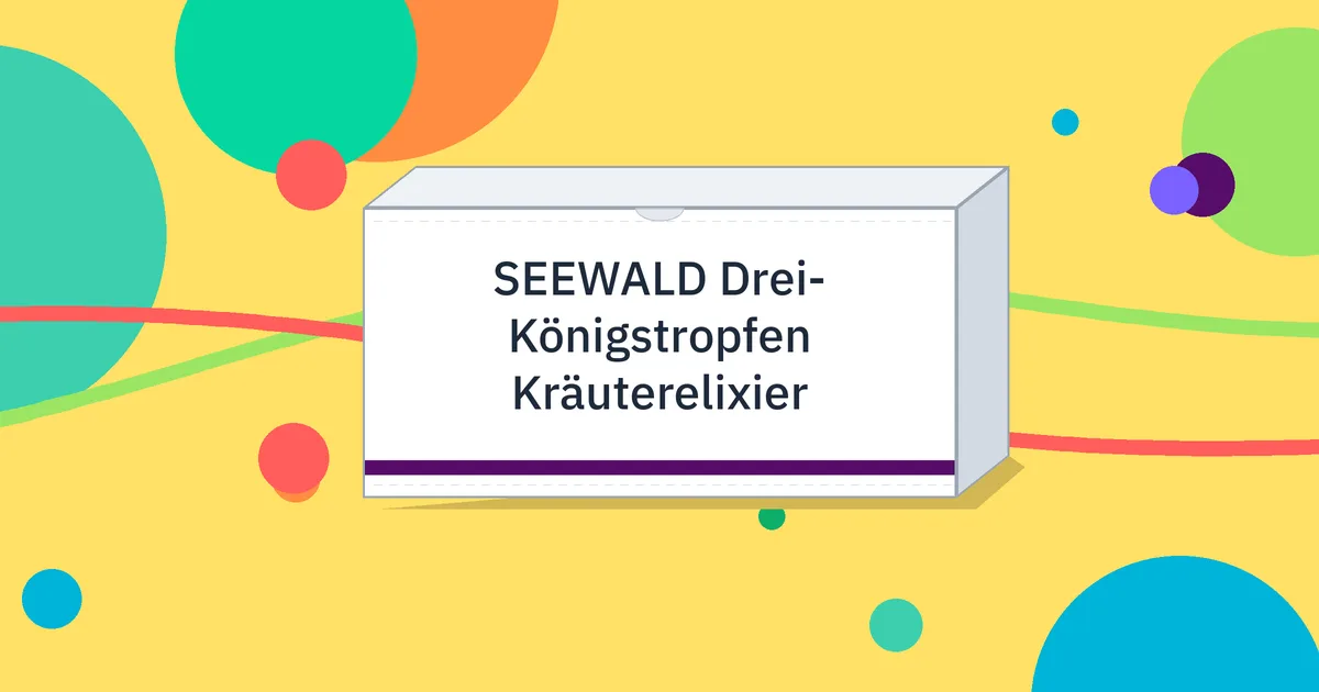Symbolbild: Packung mit der Aufschrift SEEWALD Drei-Königstropfen Kräuterelixier (PZN 19545541) – Verfügbarkeit und Bezug in Apotheken in Frankfurt am Main