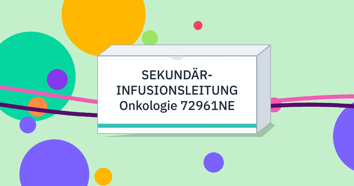 Symbolbild: Packung mit der Aufschrift SEKUNDÄR-INFUSIONSLEITUNG Onkologie 72961NE (PZN 13589520) – Verfügbarkeit und Bezug in Apotheken in Frankfurt am Main