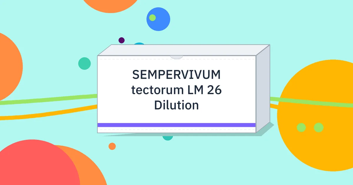 Symbolbild: Packung mit der Aufschrift SEMPERVIVUM tectorum LM 26 Dilution (PZN 13186377) – Verfügbarkeit und Bezug in Apotheken in Frankfurt am Main