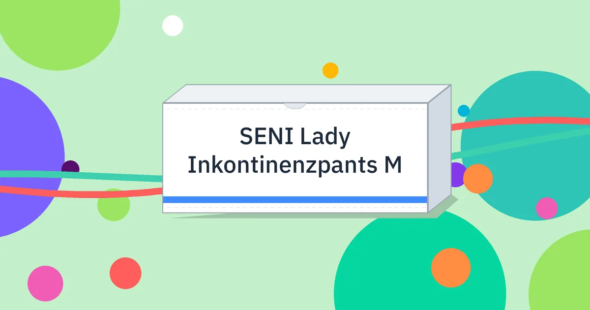 Symbolbild: Packung mit der Aufschrift SENI Lady Inkontinenzpants M (PZN 18168527) – Verfügbarkeit und Bezug in Apotheken in Frankfurt am Main