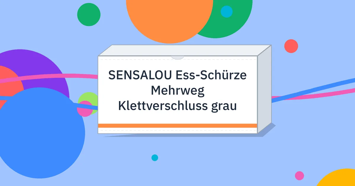 Symbolbild: Packung mit der Aufschrift SENSALOU Ess-Schürze Mehrweg Klettverschluss grau (PZN 16872222) – Verfügbarkeit und Bezug in Apotheken in Frankfurt am Main