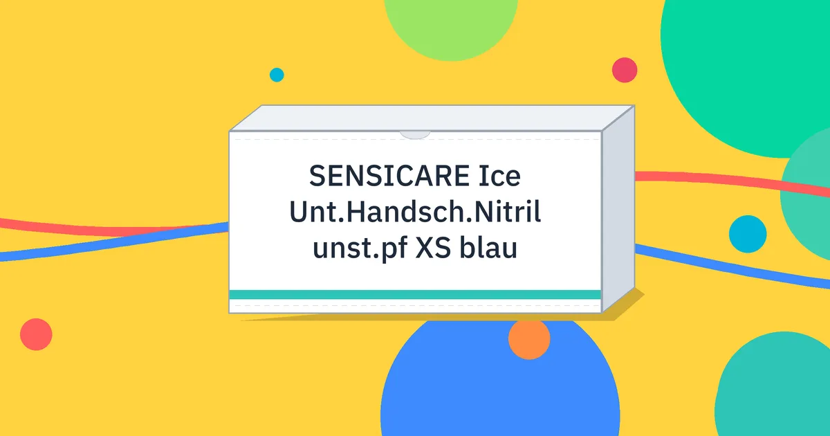 Symbolbild: Packung mit der Aufschrift SENSICARE Ice Unt.Handsch.Nitril unst.pf XS blau (PZN 01548036) – Verfügbarkeit und Bezug in Apotheken in Frankfurt am Main