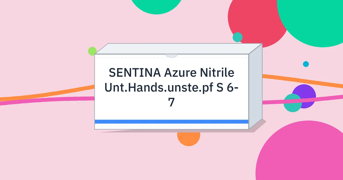 Symbolbild: Packung mit der Aufschrift SENTINA Azure Nitrile Unt.Hands.unste.pf S 6-7 (PZN 20550381) – Verfügbarkeit und Bezug in Apotheken in Frankfurt am Main