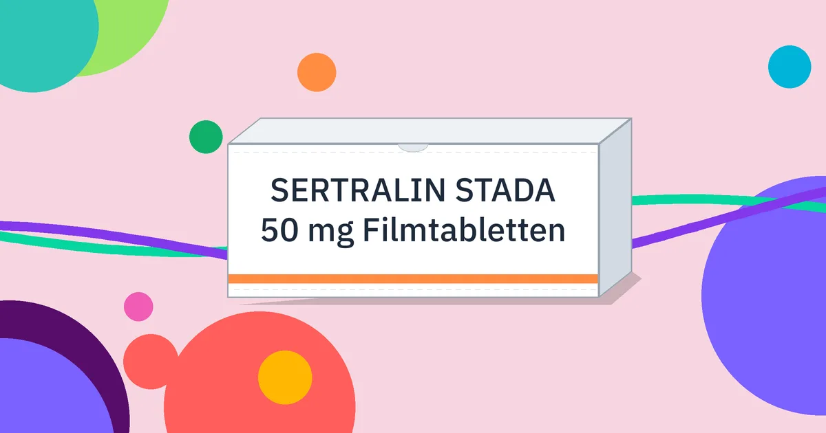 Symbolbild: Packung mit der Aufschrift SERTRALIN STADA 50 mg Filmtabletten (PZN 04191706) – Verfügbarkeit und Bezug in Apotheken in Frankfurt am Main