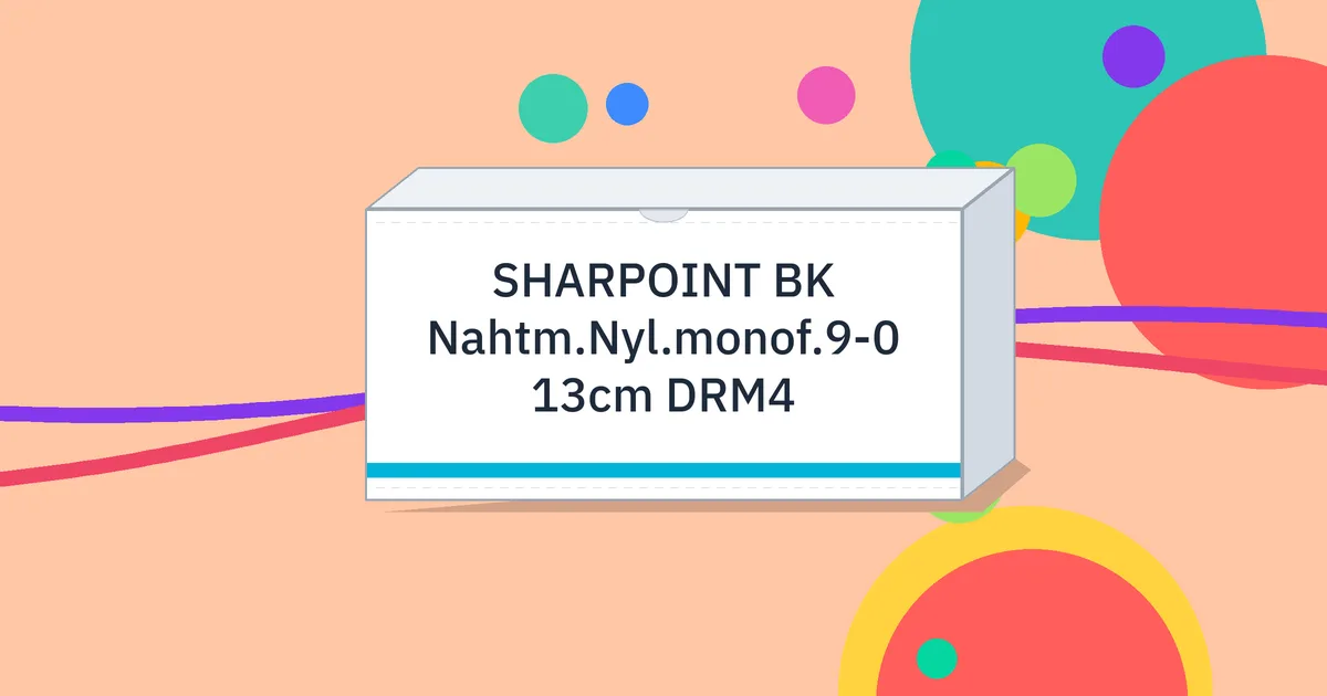 Symbolbild: Packung mit der Aufschrift SHARPOINT BK Nahtm.Nyl.monof.9-0 13cm DRM4 (PZN 17983834) – Verfügbarkeit und Bezug in Apotheken in Frankfurt am Main