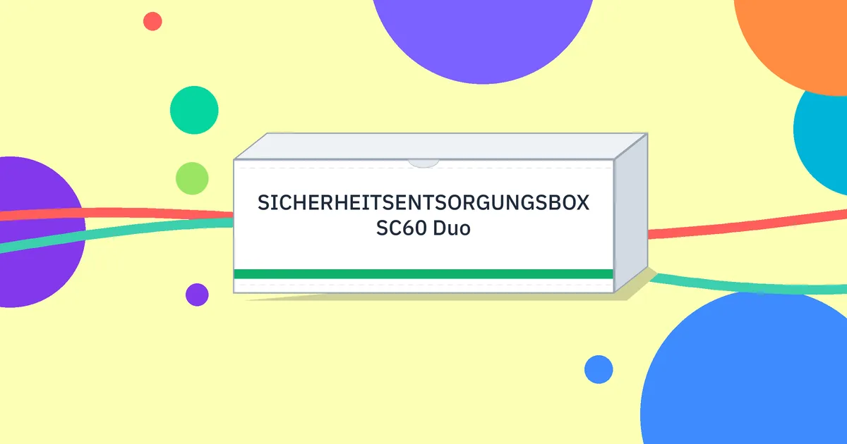 Symbolbild: Packung mit der Aufschrift SICHERHEITSENTSORGUNGSBOX SC60 Duo (PZN 06403319) – Verfügbarkeit und Bezug in Apotheken in Frankfurt am Main