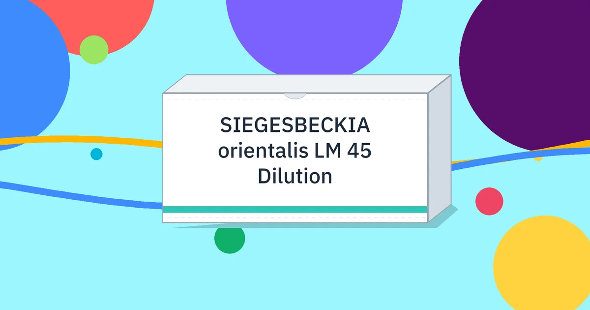 Symbolbild: Packung mit der Aufschrift SIEGESBECKIA orientalis LM 45 Dilution (PZN 13677684) – Verfügbarkeit und Bezug in Apotheken in Frankfurt am Main