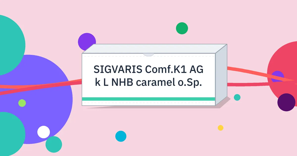 Symbolbild: Packung mit der Aufschrift SIGVARIS Comf.K1 AG k L NHB caramel o.Sp. (PZN 17096978) – Verfügbarkeit und Bezug in Apotheken in Frankfurt am Main