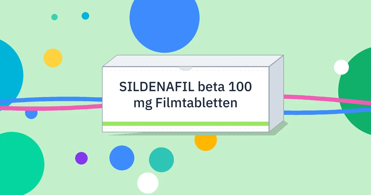 Symbolbild: Packung mit der Aufschrift SILDENAFIL beta 100 mg Filmtabletten (PZN 14243048) – Verfügbarkeit und Bezug in Apotheken in Frankfurt am Main