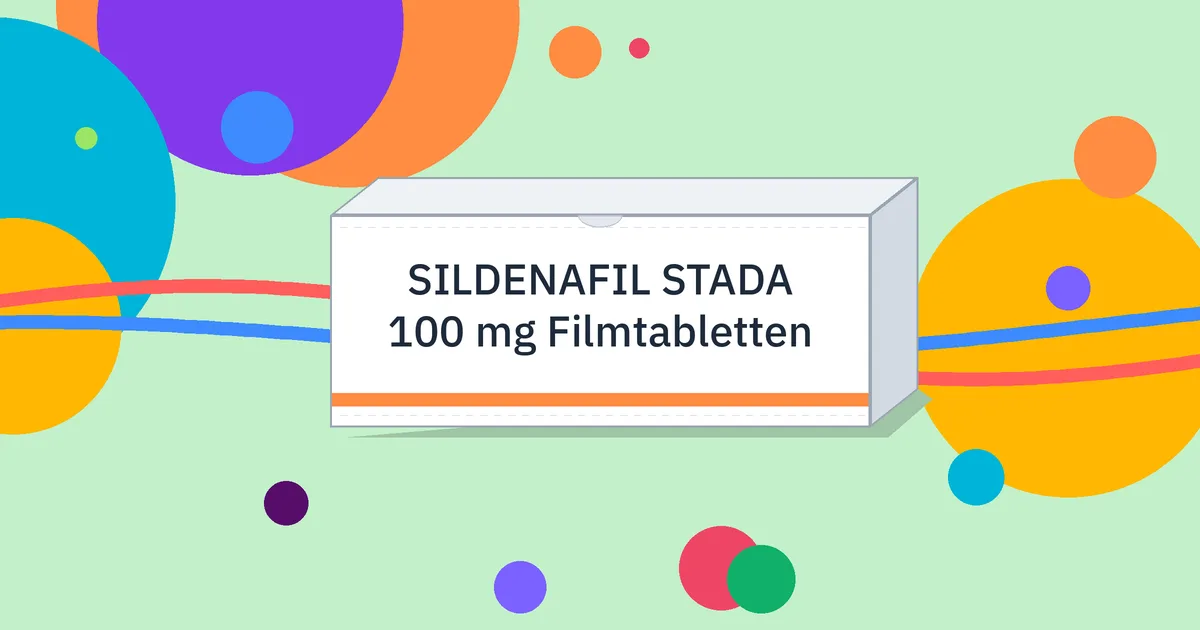 Symbolbild: Packung mit der Aufschrift SILDENAFIL STADA 100 mg Filmtabletten (PZN 01795993) – Verfügbarkeit und Bezug in Apotheken in Frankfurt am Main
