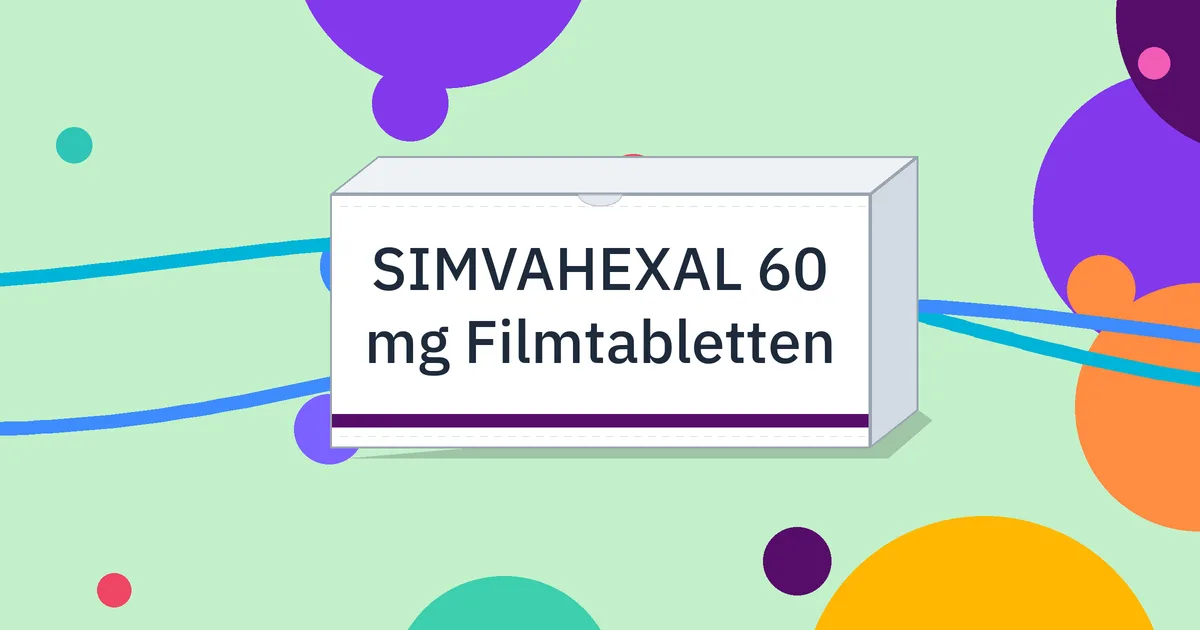 Symbolbild: Packung mit der Aufschrift SIMVAHEXAL 60 mg Filmtabletten (PZN 00516815) – Verfügbarkeit und Bezug in Apotheken in Frankfurt am Main