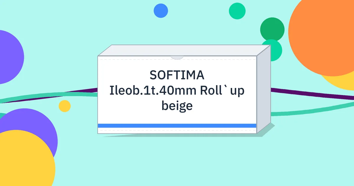 Symbolbild: Packung mit der Aufschrift SOFTIMA Ileob.1t.40mm Roll`up beige (PZN 00200182) – Verfügbarkeit und Bezug in Apotheken in Frankfurt am Main