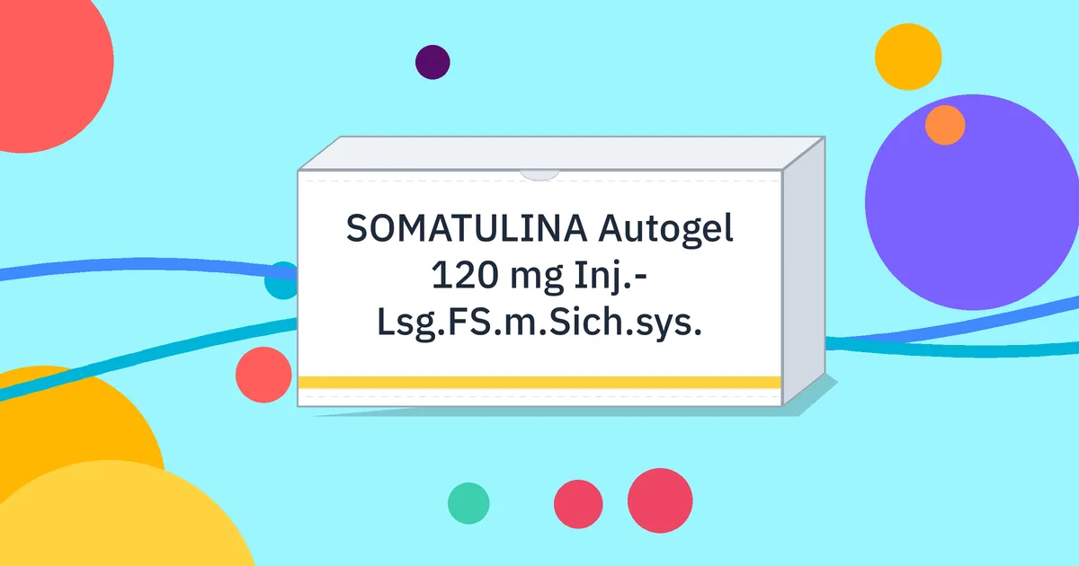 Symbolbild: Packung mit der Aufschrift SOMATULINA Autogel 120 mg Inj.-Lsg.FS.m.Sich.sys. (PZN 09392013) – Verfügbarkeit und Bezug in Apotheken in Frankfurt am Main