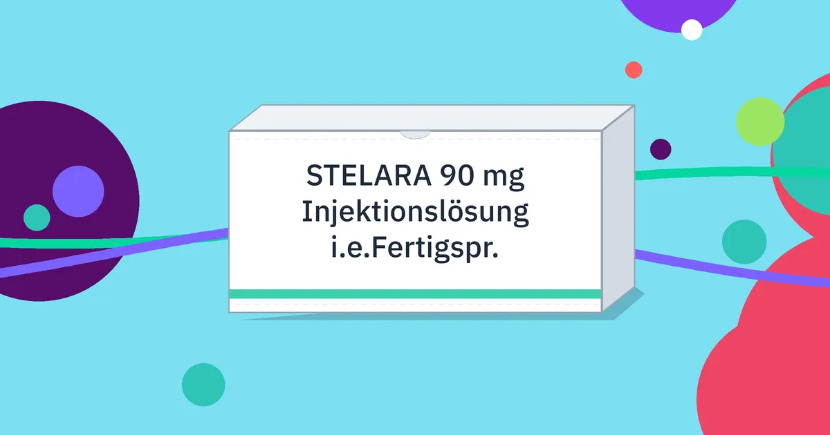 Symbolbild: Packung mit der Aufschrift STELARA 90 mg Injektionslösung i.e.Fertigspr. (PZN 11615839) – Verfügbarkeit und Bezug in Apotheken in Frankfurt am Main