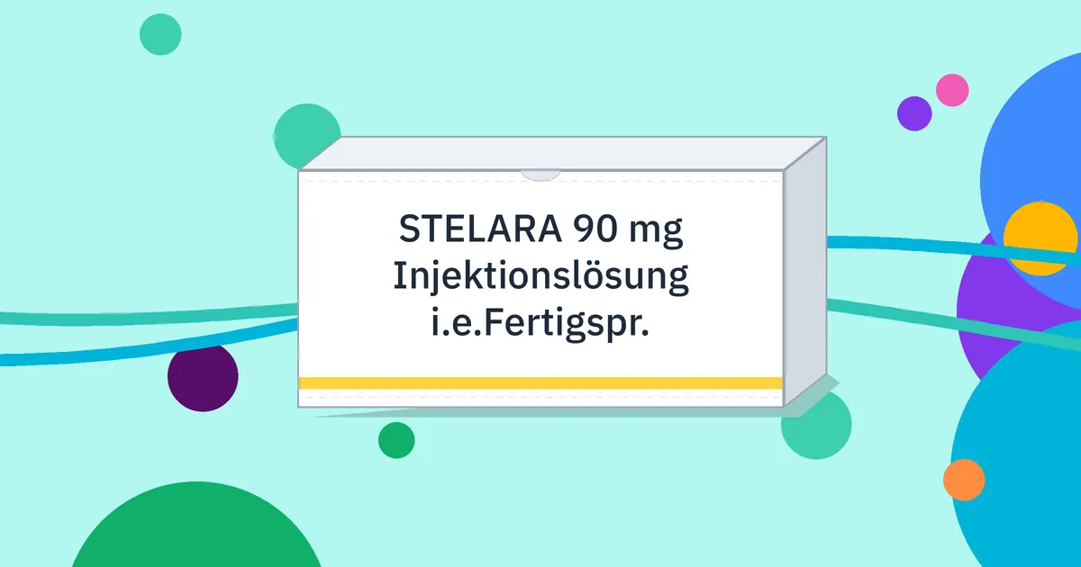 Symbolbild: Packung mit der Aufschrift STELARA 90 mg Injektionslösung i.e.Fertigspr. (PZN 20199914) – Verfügbarkeit und Bezug in Apotheken in Frankfurt am Main