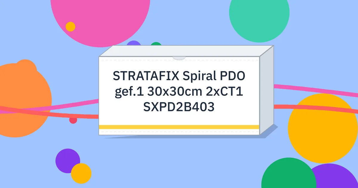 Symbolbild: Packung mit der Aufschrift STRATAFIX Spiral PDO gef.1 30x30cm 2xCT1 SXPD2B403 (PZN 20913872) – Verfügbarkeit und Bezug in Apotheken in Frankfurt am Main