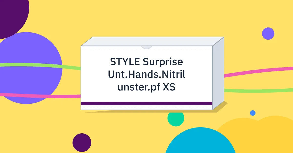 Symbolbild: Packung mit der Aufschrift STYLE Surprise Unt.Hands.Nitril unster.pf XS (PZN 16603137) – Verfügbarkeit und Bezug in Apotheken in Frankfurt am Main