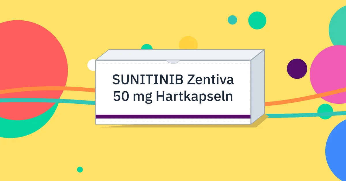 Symbolbild: Packung mit der Aufschrift SUNITINIB Zentiva 50 mg Hartkapseln (PZN 17388161) – Verfügbarkeit und Bezug in Apotheken in Frankfurt am Main