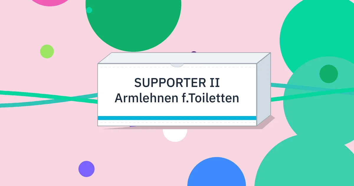 Symbolbild: Packung mit der Aufschrift SUPPORTER II Armlehnen f.Toiletten (PZN 07739010) – Verfügbarkeit und Bezug in Apotheken in Frankfurt am Main