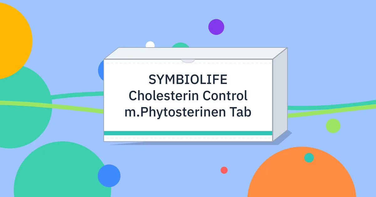 Symbolbild: Packung mit der Aufschrift SYMBIOLIFE Cholesterin Control m.Phytosterinen Tab (PZN 18757755) – Verfügbarkeit und Bezug in Apotheken in Frankfurt am Main