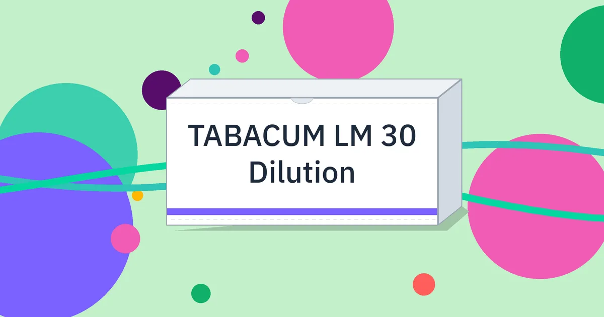 Symbolbild: Packung mit der Aufschrift TABACUM LM 30 Dilution (PZN 13212784) – Verfügbarkeit und Bezug in Apotheken in Frankfurt am Main