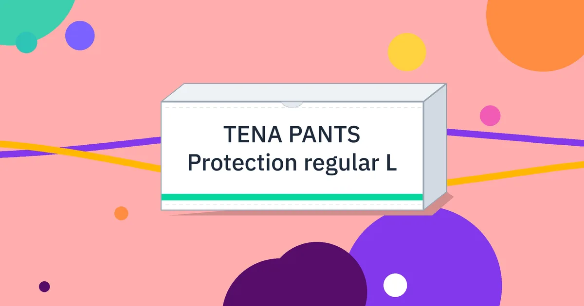 Symbolbild: Packung mit der Aufschrift TENA PANTS Protection regular L (PZN 19297103) – Verfügbarkeit und Bezug in Apotheken in Frankfurt am Main