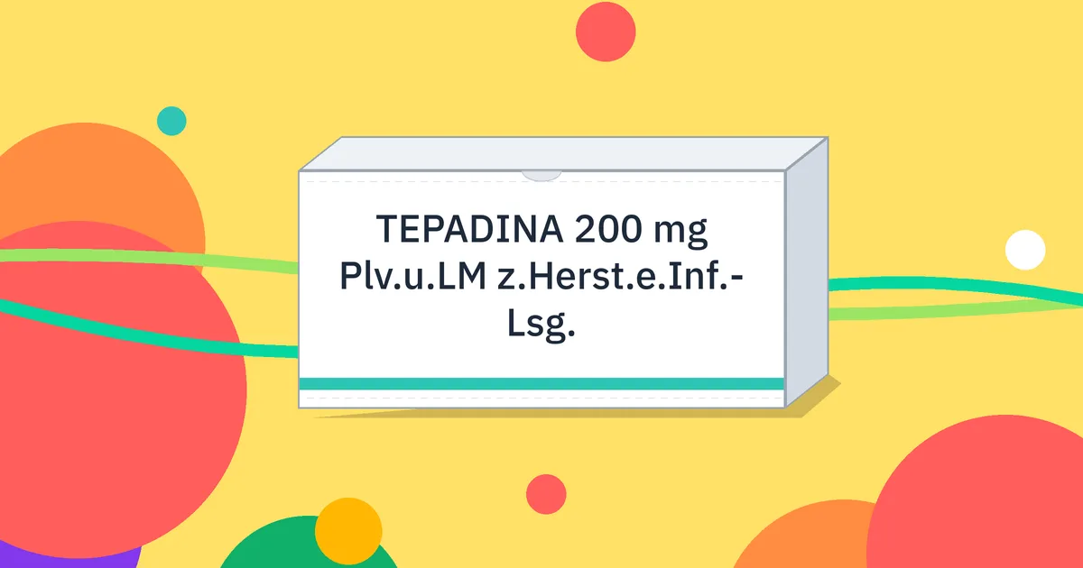 Symbolbild: Packung mit der Aufschrift TEPADINA 200 mg Plv.u.LM z.Herst.e.Inf.-Lsg. (PZN 19756203) – Verfügbarkeit und Bezug in Apotheken in Frankfurt am Main