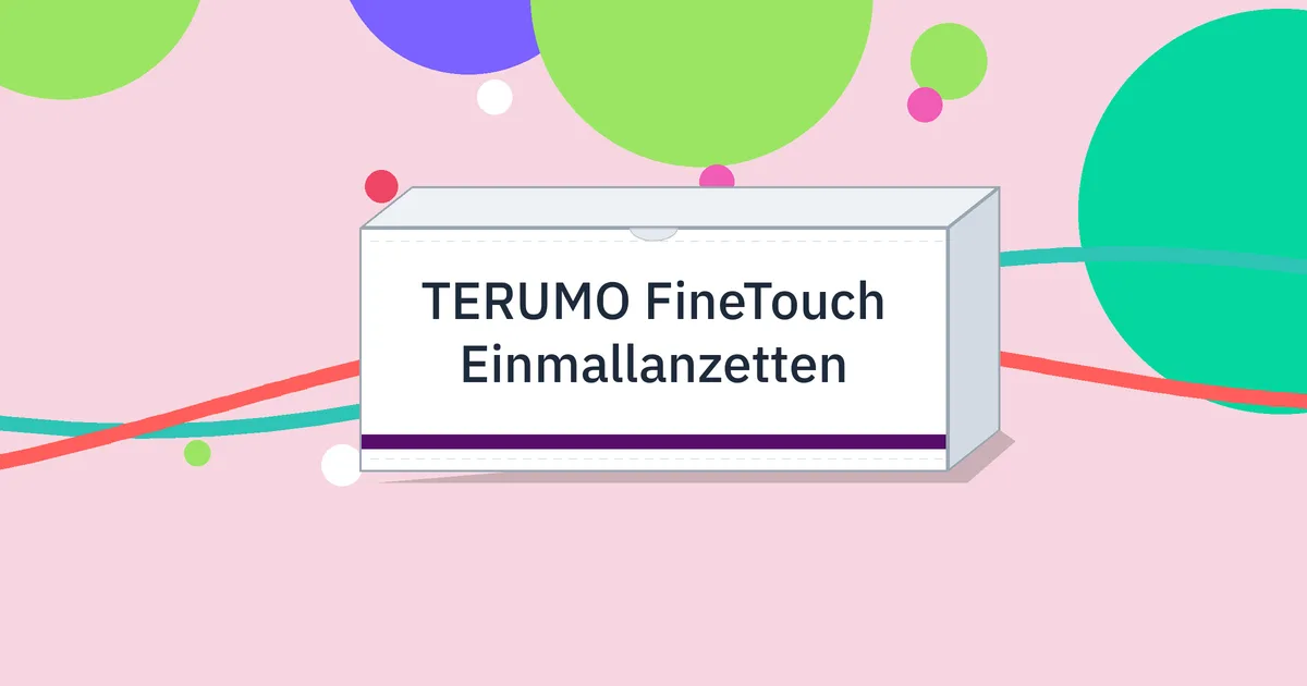 Symbolbild: Packung mit der Aufschrift TERUMO FineTouch Einmallanzetten (PZN 01471078) – Verfügbarkeit und Bezug in Apotheken in Frankfurt am Main