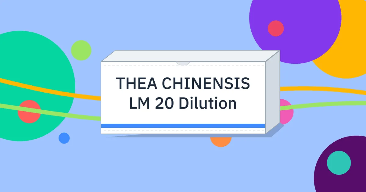 Symbolbild: Packung mit der Aufschrift THEA CHINENSIS LM 20 Dilution (PZN 13219384) – Verfügbarkeit und Bezug in Apotheken in Frankfurt am Main