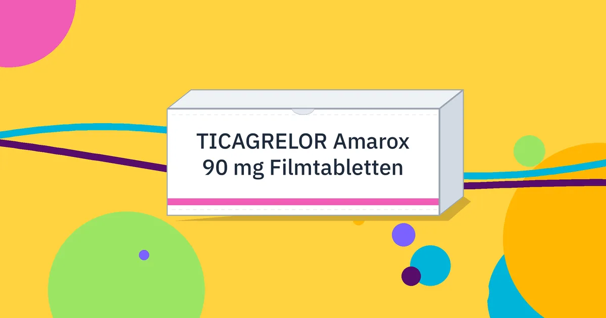 Symbolbild: Packung mit der Aufschrift TICAGRELOR Amarox 90 mg Filmtabletten (PZN 19276986) – Verfügbarkeit und Bezug in Apotheken in Frankfurt am Main