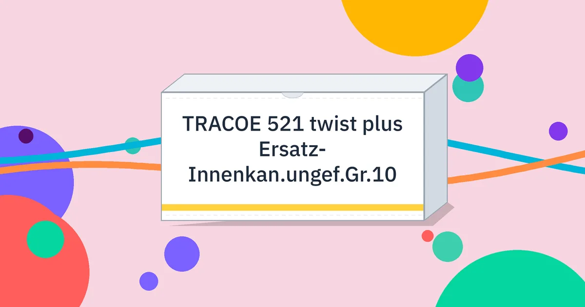 Symbolbild: Packung mit der Aufschrift TRACOE 521 twist plus Ersatz-Innenkan.ungef.Gr.10 (PZN 05881152) – Verfügbarkeit und Bezug in Apotheken in Frankfurt am Main
