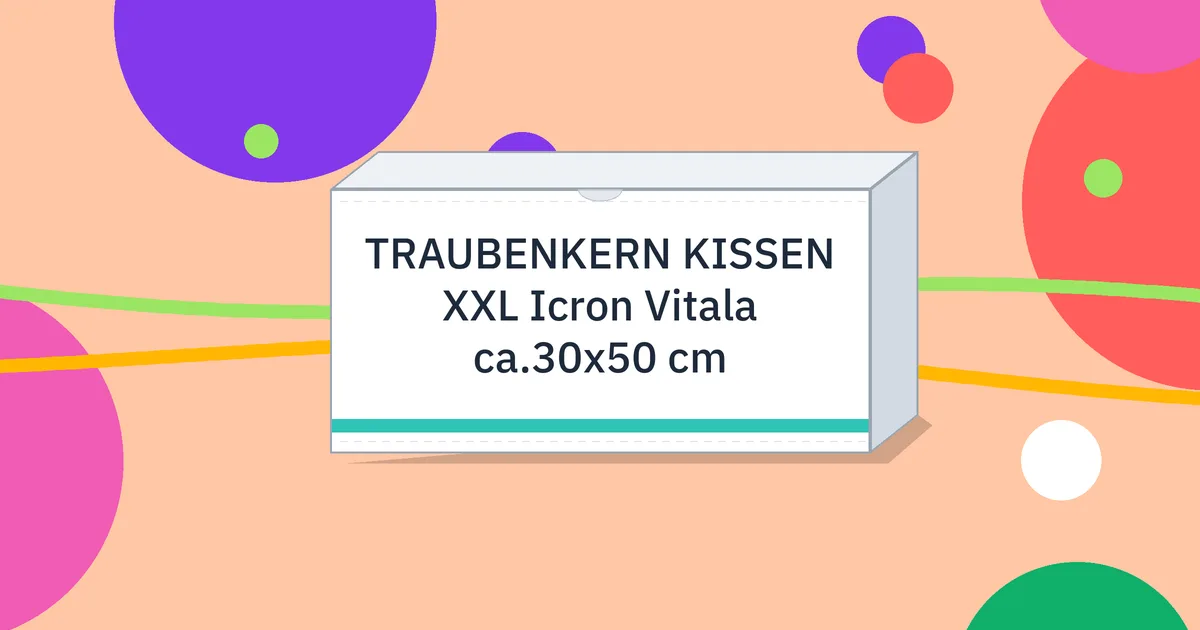 Symbolbild: Packung mit der Aufschrift TRAUBENKERN KISSEN XXL Icron Vitala ca.30x50 cm (PZN 03670190) – Verfügbarkeit und Bezug in Apotheken in Frankfurt am Main