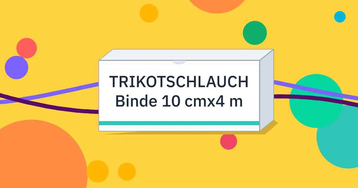 Symbolbild: Packung mit der Aufschrift TRIKOTSCHLAUCH Binde 10 cmx4 m (PZN 03028200) – Verfügbarkeit und Bezug in Apotheken in Frankfurt am Main