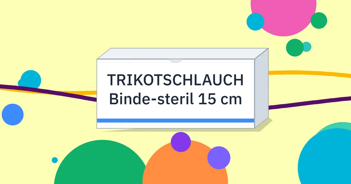 Symbolbild: Packung mit der Aufschrift TRIKOTSCHLAUCH Binde-steril 15 cm (PZN 10143350) – Verfügbarkeit und Bezug in Apotheken in Frankfurt am Main