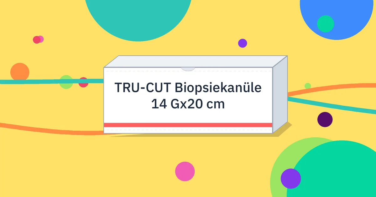 Symbolbild: Packung mit der Aufschrift TRU-CUT Biopsiekanüle 14 Gx20 cm (PZN 00285149) – Verfügbarkeit und Bezug in Apotheken in Frankfurt am Main