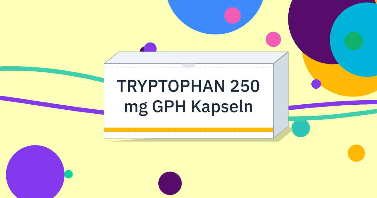 Symbolbild: Packung mit der Aufschrift TRYPTOPHAN 250 mg GPH Kapseln (PZN 00943693) – Verfügbarkeit und Bezug in Apotheken in Frankfurt am Main