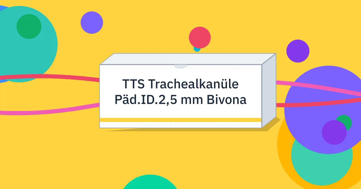 Symbolbild: Packung mit der Aufschrift TTS Trachealkanüle Päd.ID.2,5 mm Bivona (PZN 02257074) – Verfügbarkeit und Bezug in Apotheken in Frankfurt am Main