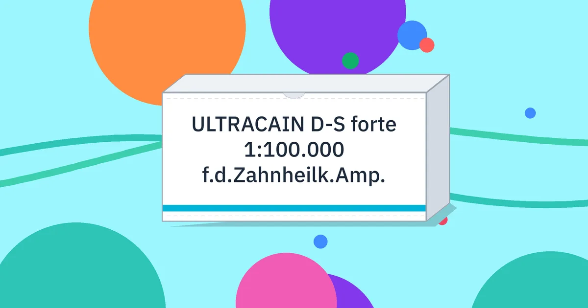 Symbolbild: Packung mit der Aufschrift ULTRACAIN D-S forte 1:100.000 f.d.Zahnheilk.Amp. (PZN 07007264) – Verfügbarkeit und Bezug in Apotheken in Frankfurt am Main