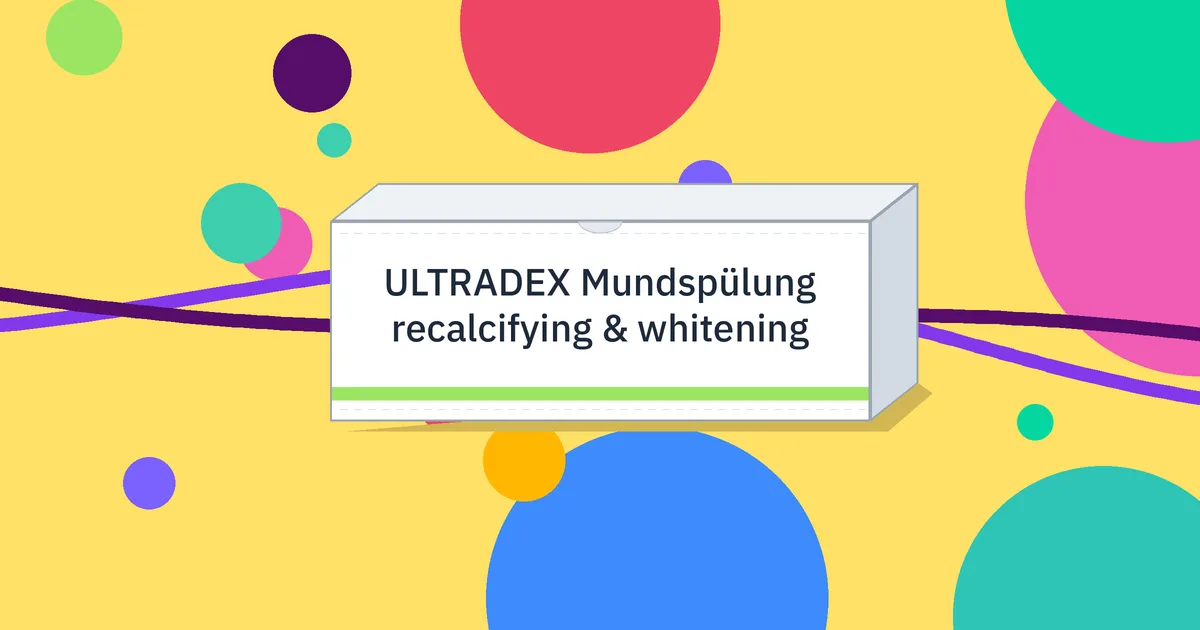 Symbolbild: Packung mit der Aufschrift ULTRADEX Mundspülung recalcifying & whitening (PZN 10965738) – Verfügbarkeit und Bezug in Apotheken in Frankfurt am Main
