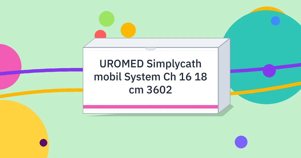Symbolbild: Packung mit der Aufschrift UROMED Simplycath mobil System Ch 16 18 cm 3602 (PZN 11515121) – Verfügbarkeit und Bezug in Apotheken in Frankfurt am Main