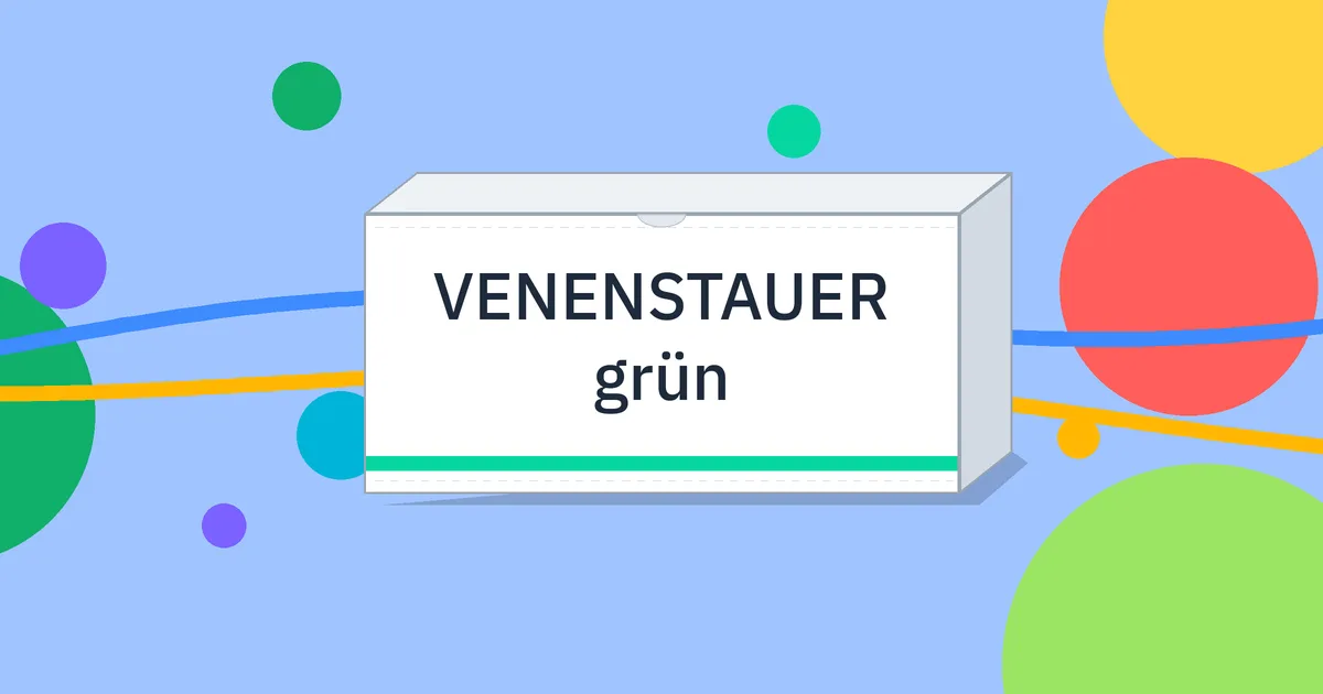 Symbolbild: Packung mit der Aufschrift VENENSTAUER grün (PZN 09107739) – Verfügbarkeit und Bezug in Apotheken in Frankfurt am Main