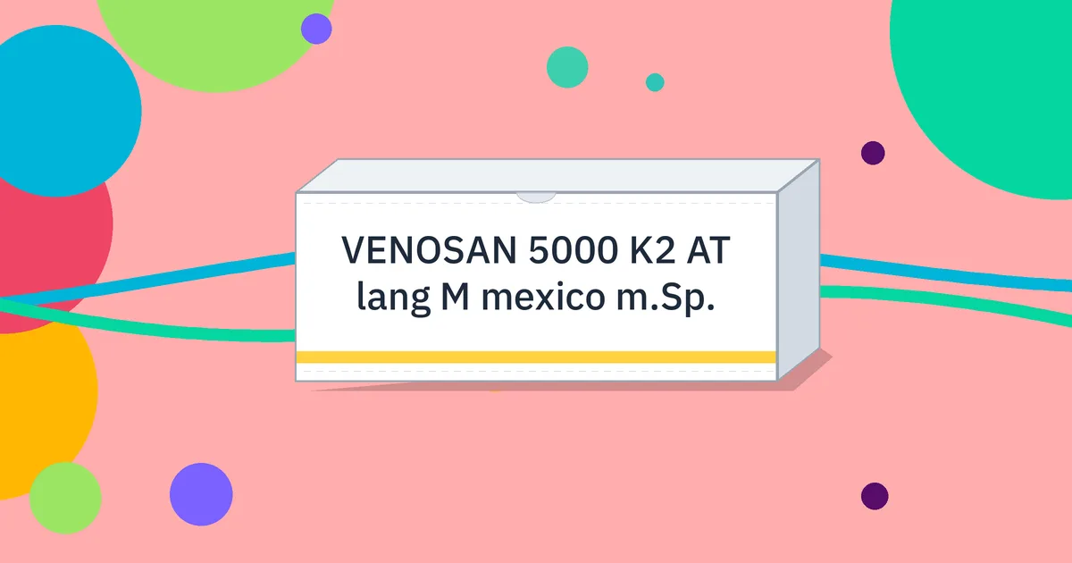 Symbolbild: Packung mit der Aufschrift VENOSAN 5000 K2 AT lang M mexico m.Sp. (PZN 14430359) – Verfügbarkeit und Bezug in Apotheken in Frankfurt am Main