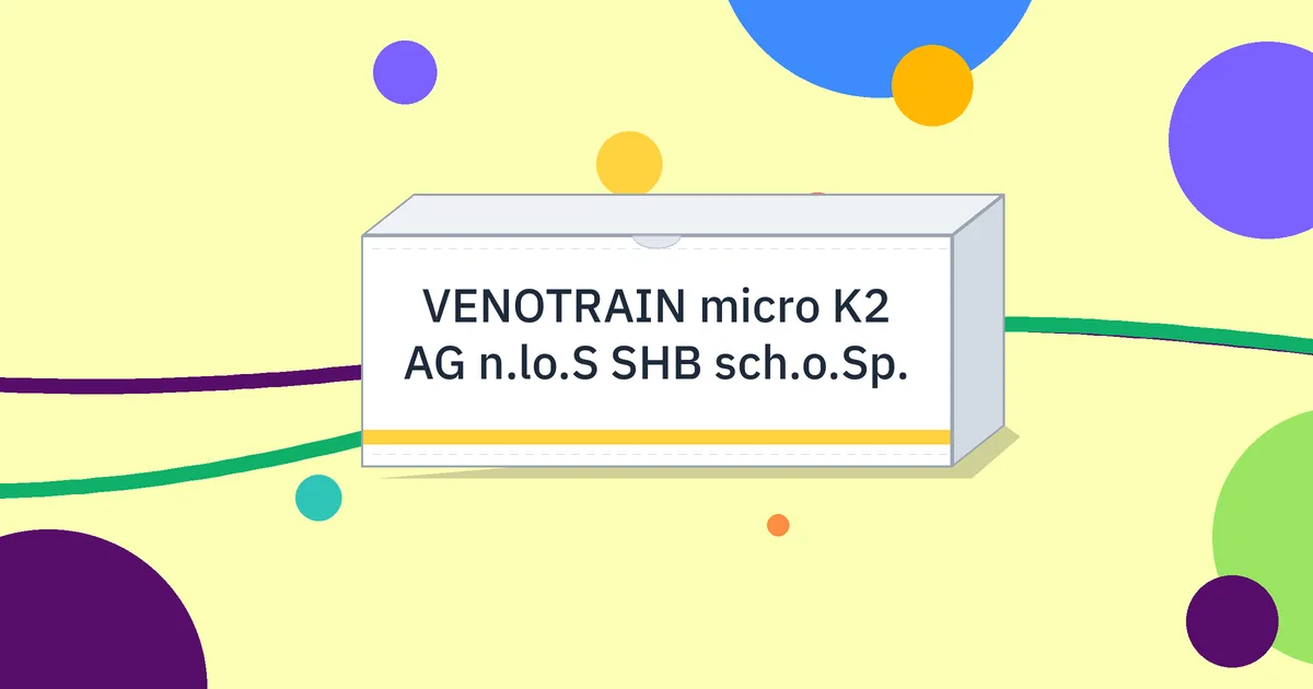 Symbolbild: Packung mit der Aufschrift VENOTRAIN micro K2 AG n.lo.S SHB sch.o.Sp. (PZN 02371278) – Verfügbarkeit und Bezug in Apotheken in Frankfurt am Main