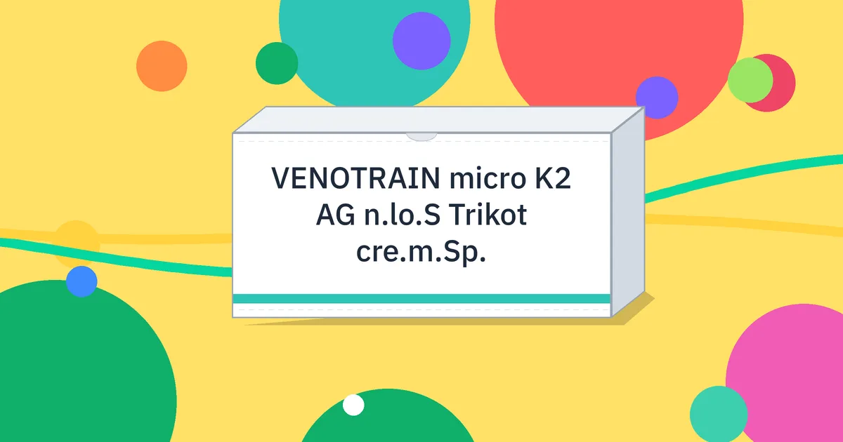 Symbolbild: Packung mit der Aufschrift VENOTRAIN micro K2 AG n.lo.S Trikot cre.m.Sp. (PZN 05712231) – Verfügbarkeit und Bezug in Apotheken in Frankfurt am Main