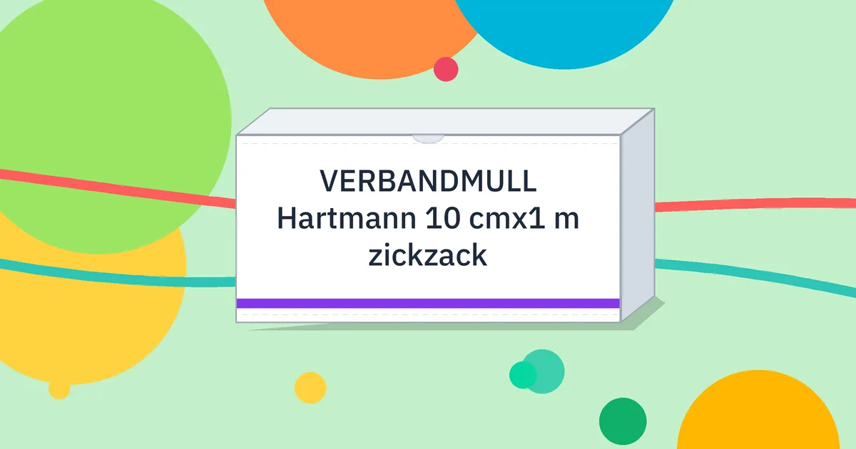 Symbolbild: Packung mit der Aufschrift VERBANDMULL Hartmann 10 cmx1 m zickzack (PZN 01083703) – Verfügbarkeit und Bezug in Apotheken in Frankfurt am Main